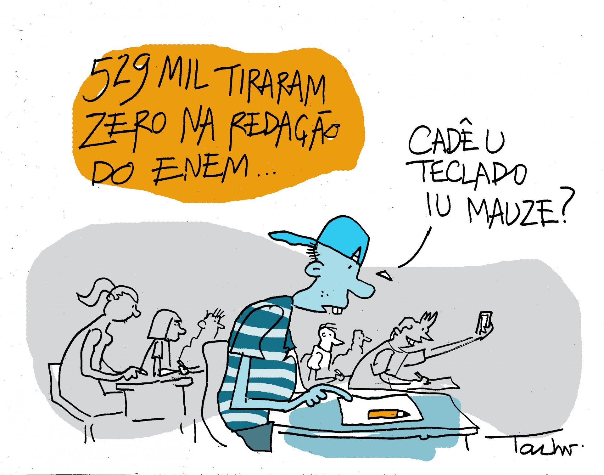 Redação do Enem e humor em destaque nas charges de Tacho e Sinovaldo ...
