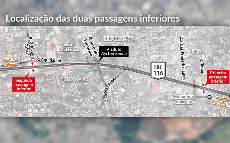 BR-116: Mapa mostra local da segunda passagem inferior em Novo Hamburgo | abc+